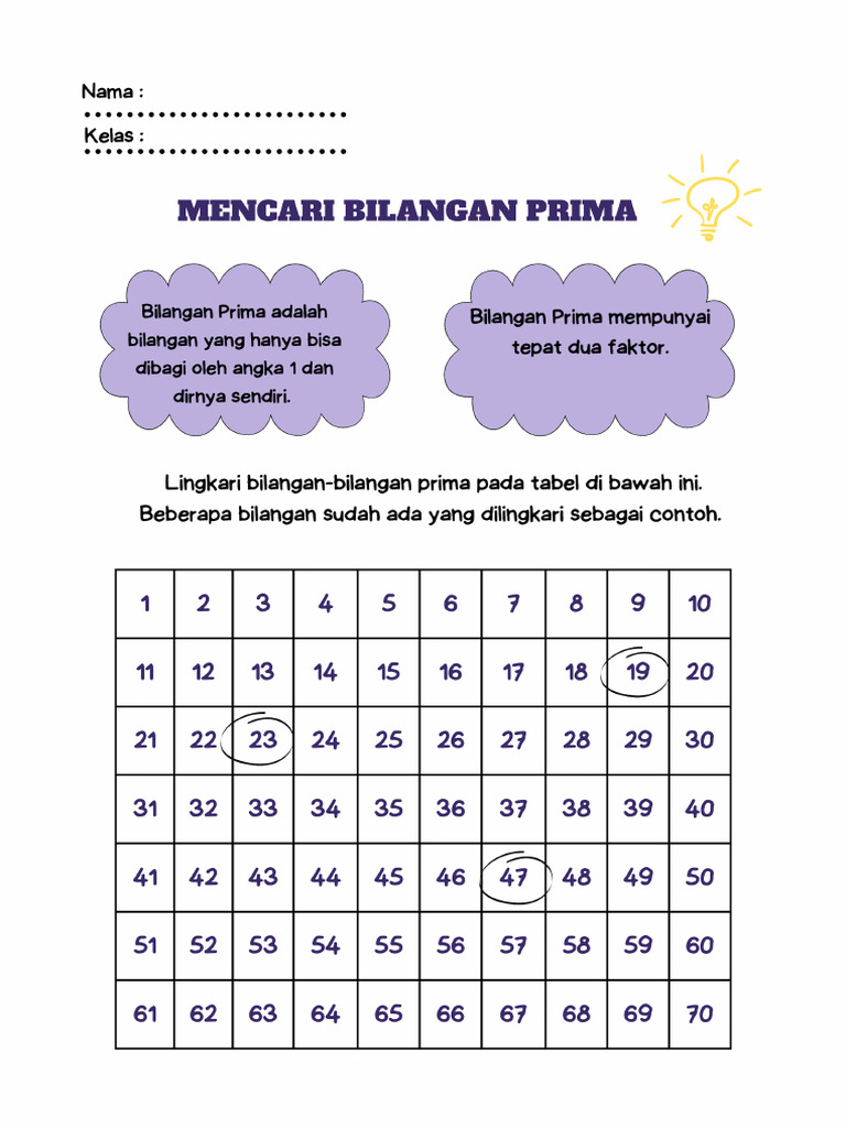 Mencari Bilangan Prima Lembar Kerja Matematika | PDF