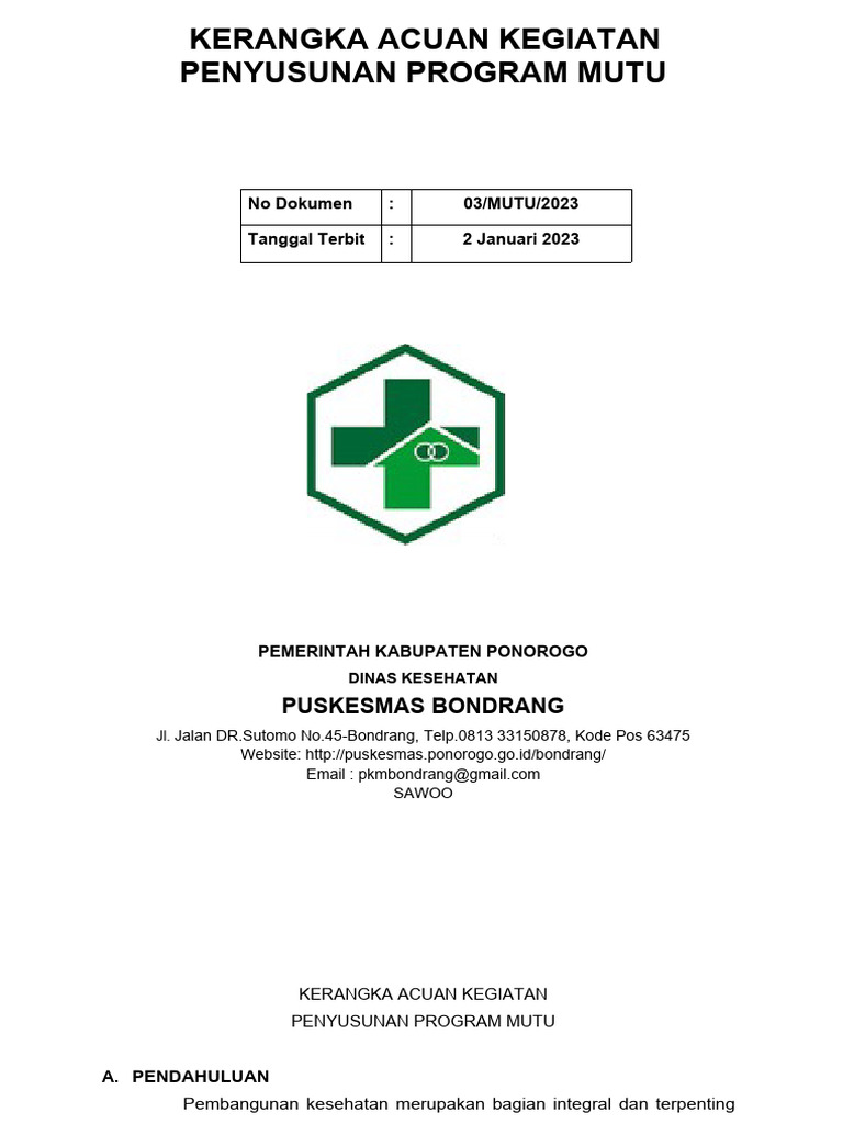 Kak Penyusunan Program Mutu | PDF