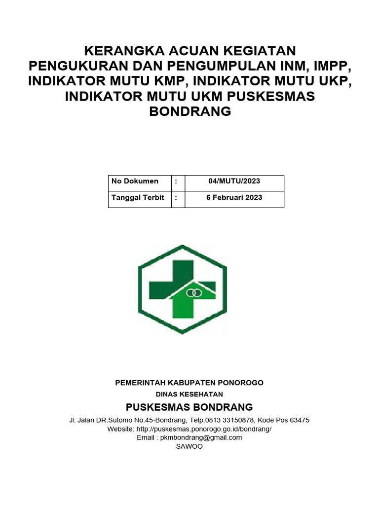 Kak Pengukuran Indikator Mutu | PDF | Bisnis