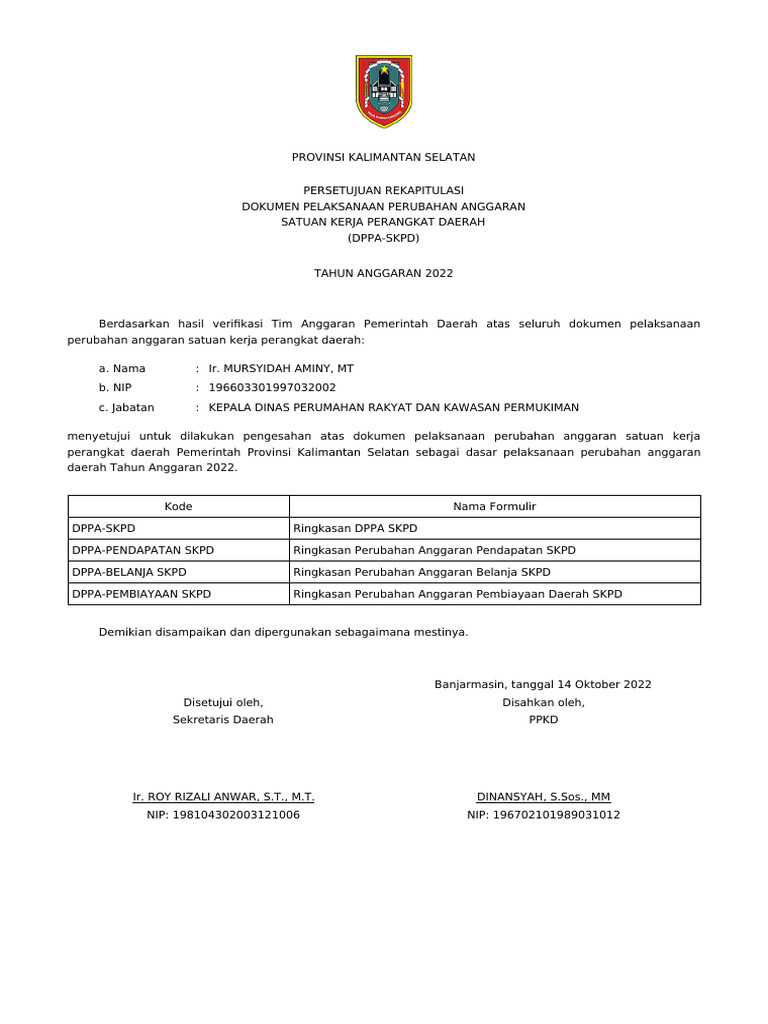 Halaman Persetujuan Dppa | PDF