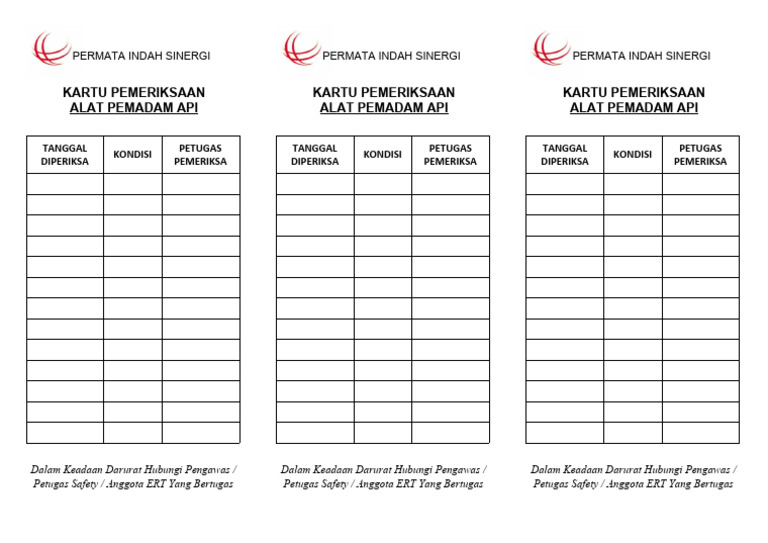 Kartu Pemeriksaan APAR | PDF