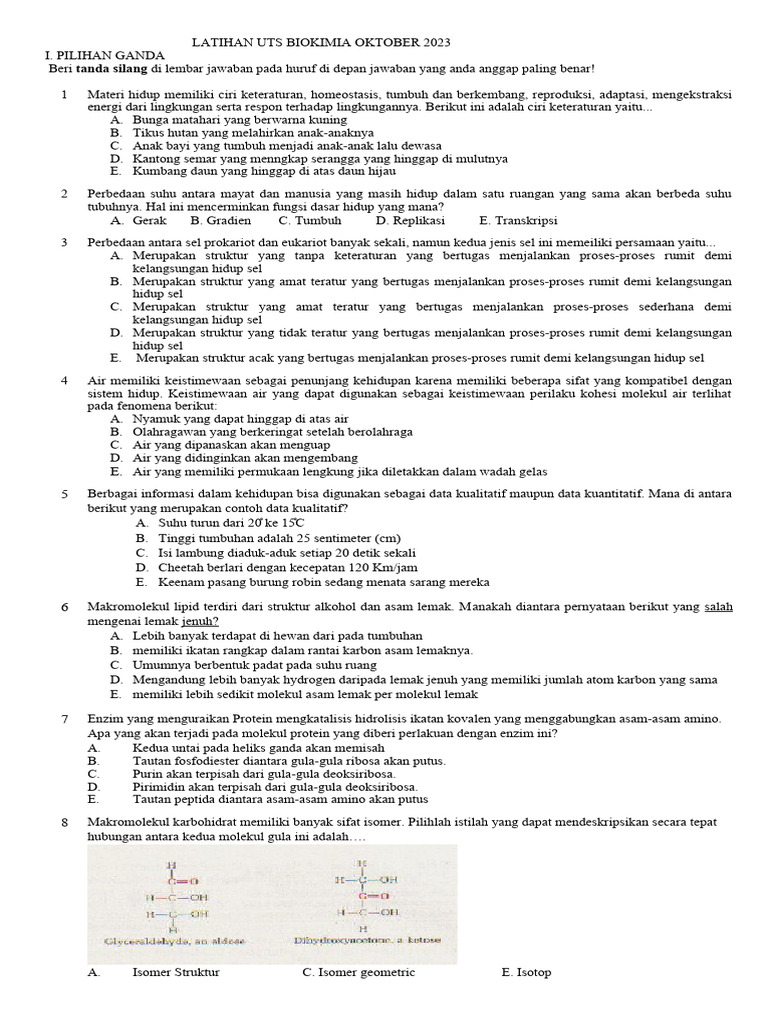 Lat Uts Biokim 2023 | PDF