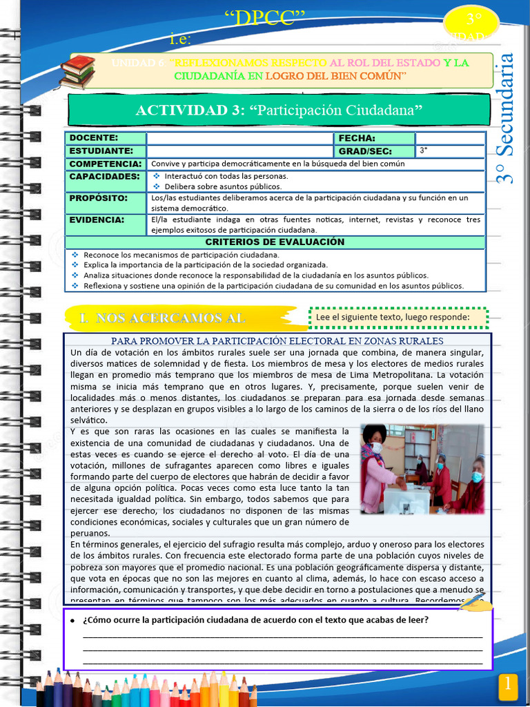 3° DPCC - Actv.03-Unid.6 2023 | PDF | Gobierno local | Alcalde
