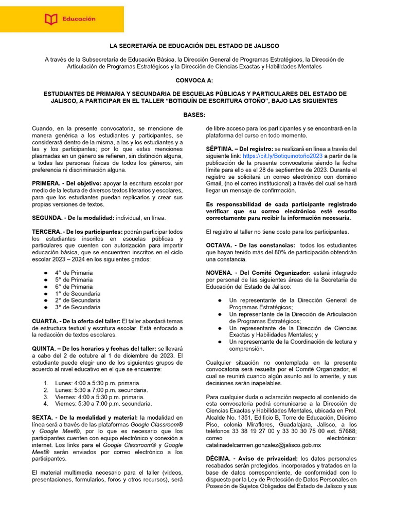 Taller Botiquin de Escritura Otooo 2023 | PDF | Educación primaria