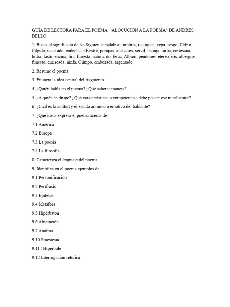 Guía de Lectora para El Poema | PDF | Poesía | Clásicos