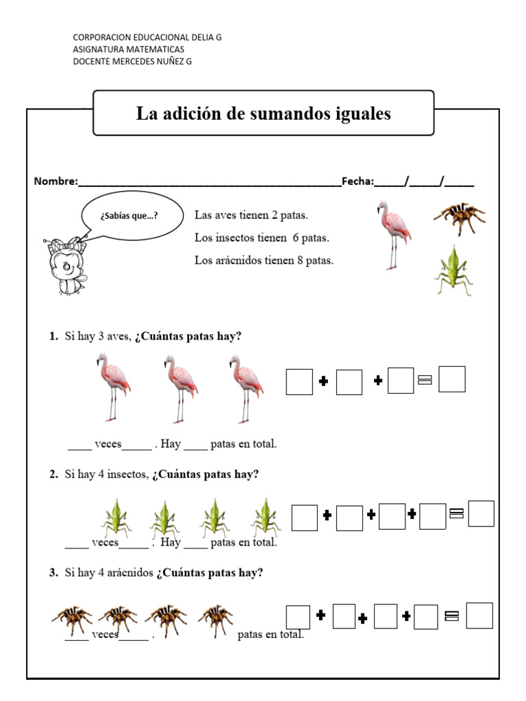 Adición de Sumandos Iguales 2 | PDF | Artes del Lenguaje y Comunicación ...