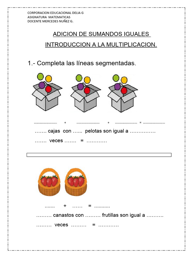 Adición de Sumandos Iguales para Niños | PDF