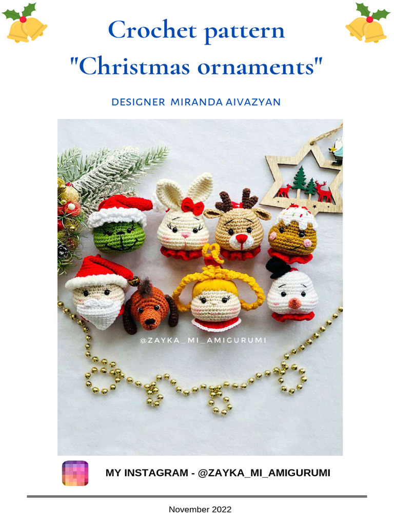 Zayka Mi Amigurumi Miranda Aivazyan Christmas Ornaments Compressed | PDF | Crochet | Yarn