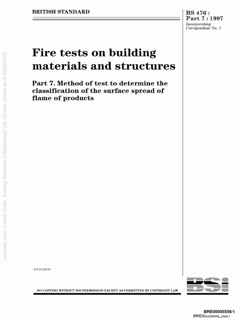 BS 476 7 | PDF | Thin Film | Fires