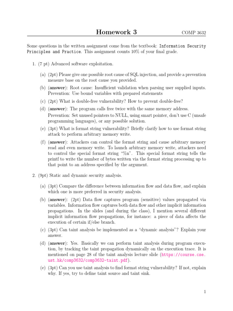 COMP3632 HW3 2022 F (With Answer) | PDF