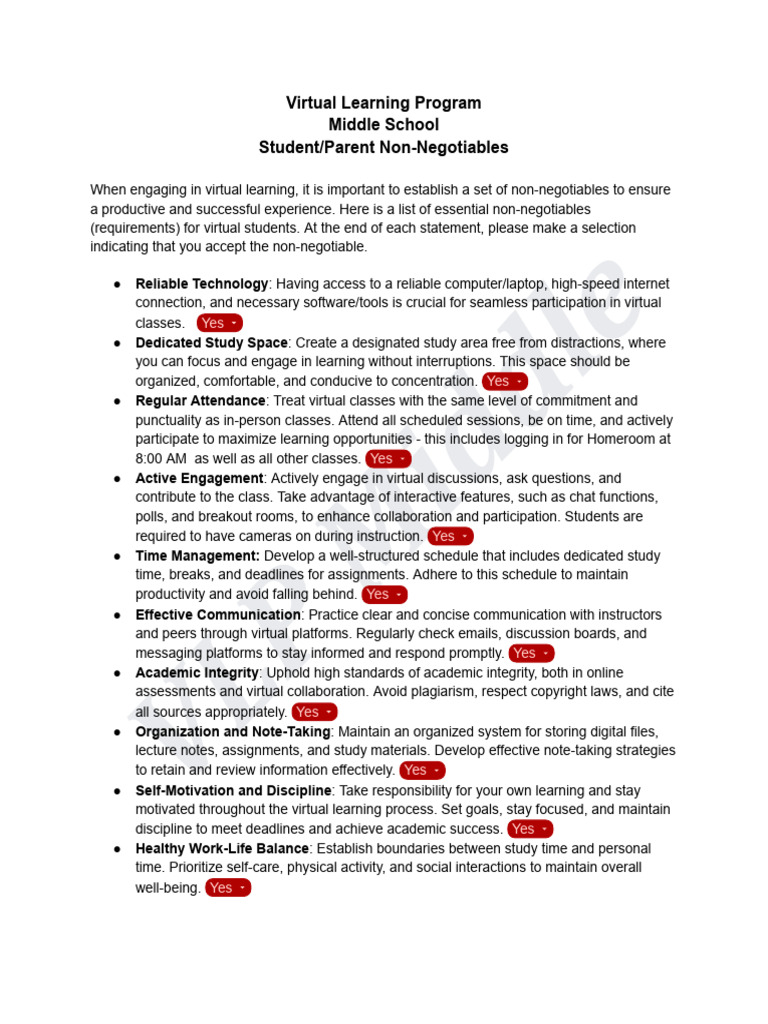 Student Non-Negotiables | PDF | Communication | Human Communication