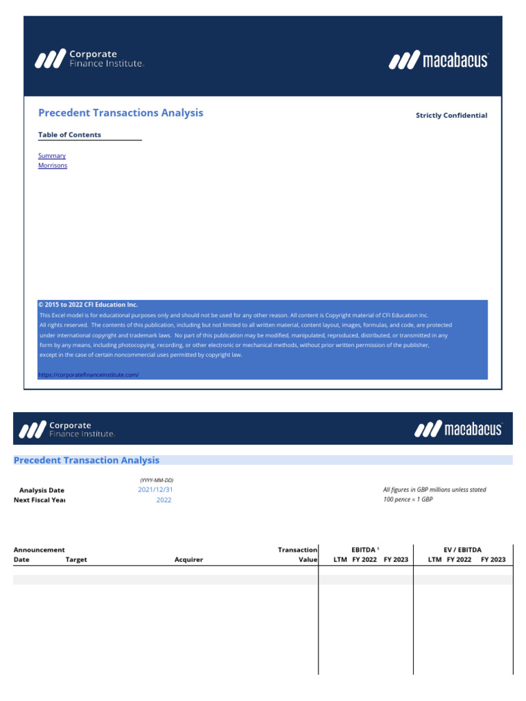 Transaction Comps (Template) | PDF