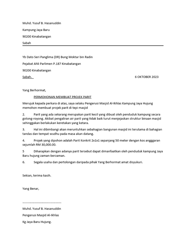 Mohon Projek Parit | PDF