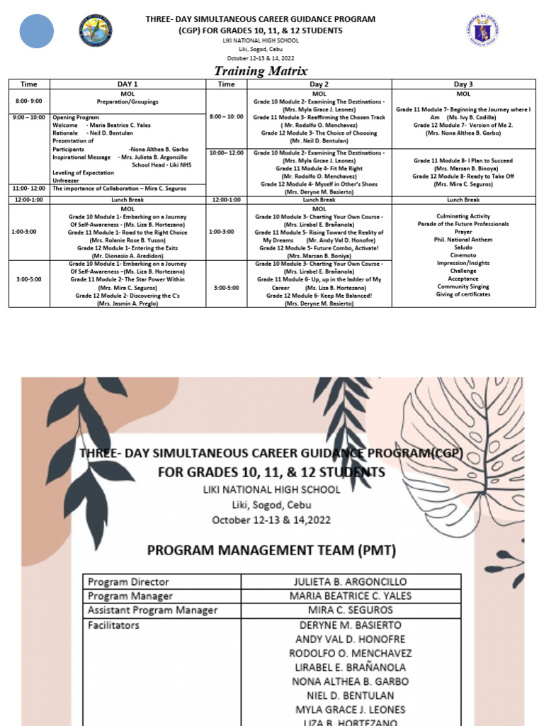 2022 2023 CGP TRAINING MATRIX - XLSX 2 | PDF