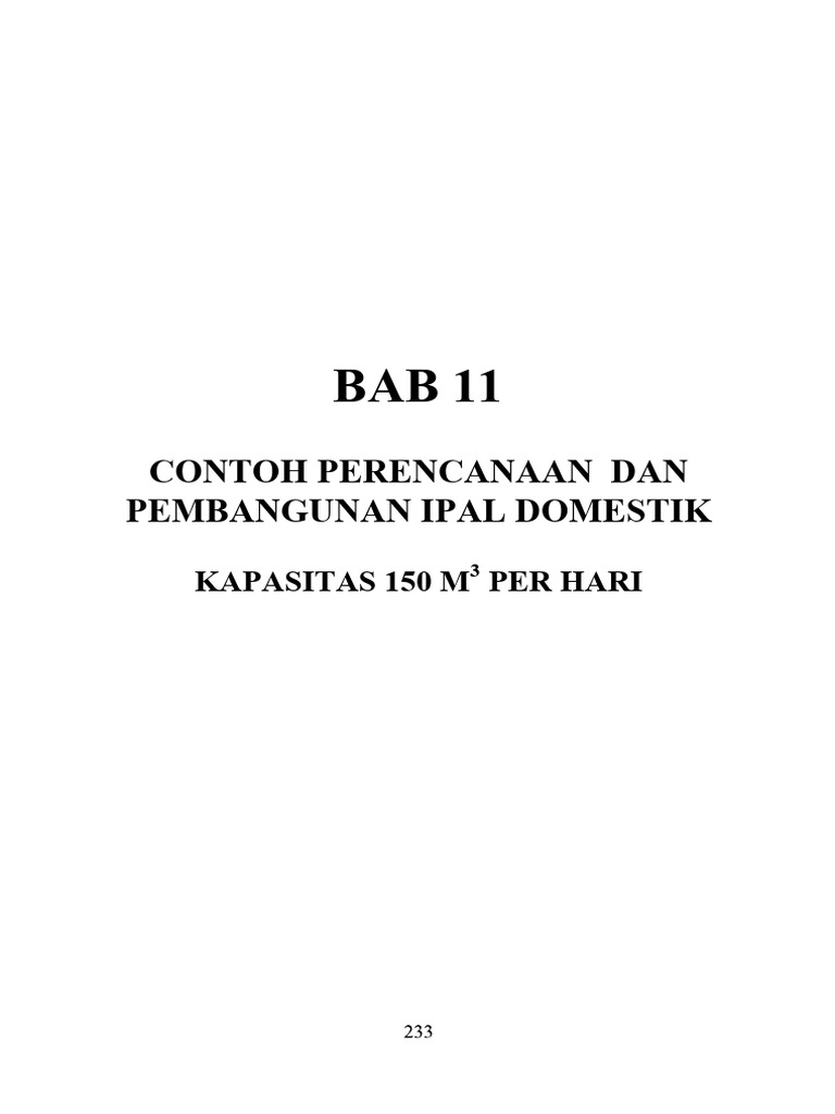 Contoh Perencanaan Ipal Domestik 150 M3 | PDF