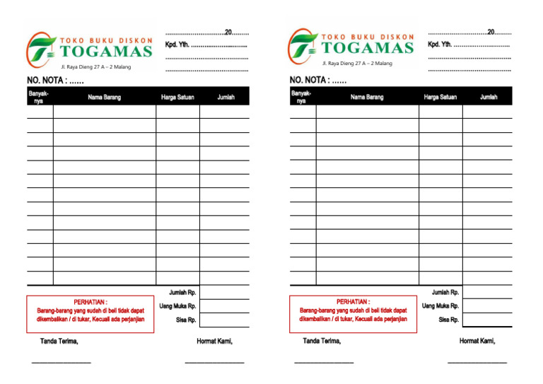 05 Contoh Nota Toko Bangunan [Www.enkosa.com] | PDF