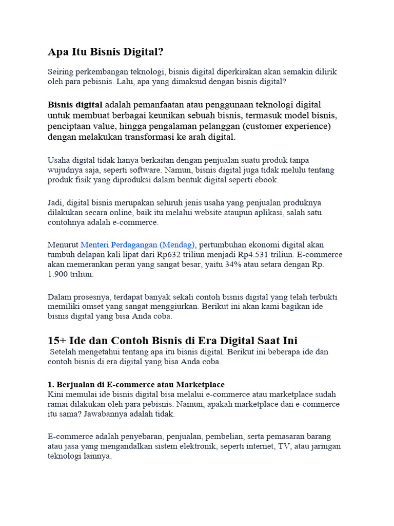 Apa Itu Bisnis Digital | PDF
