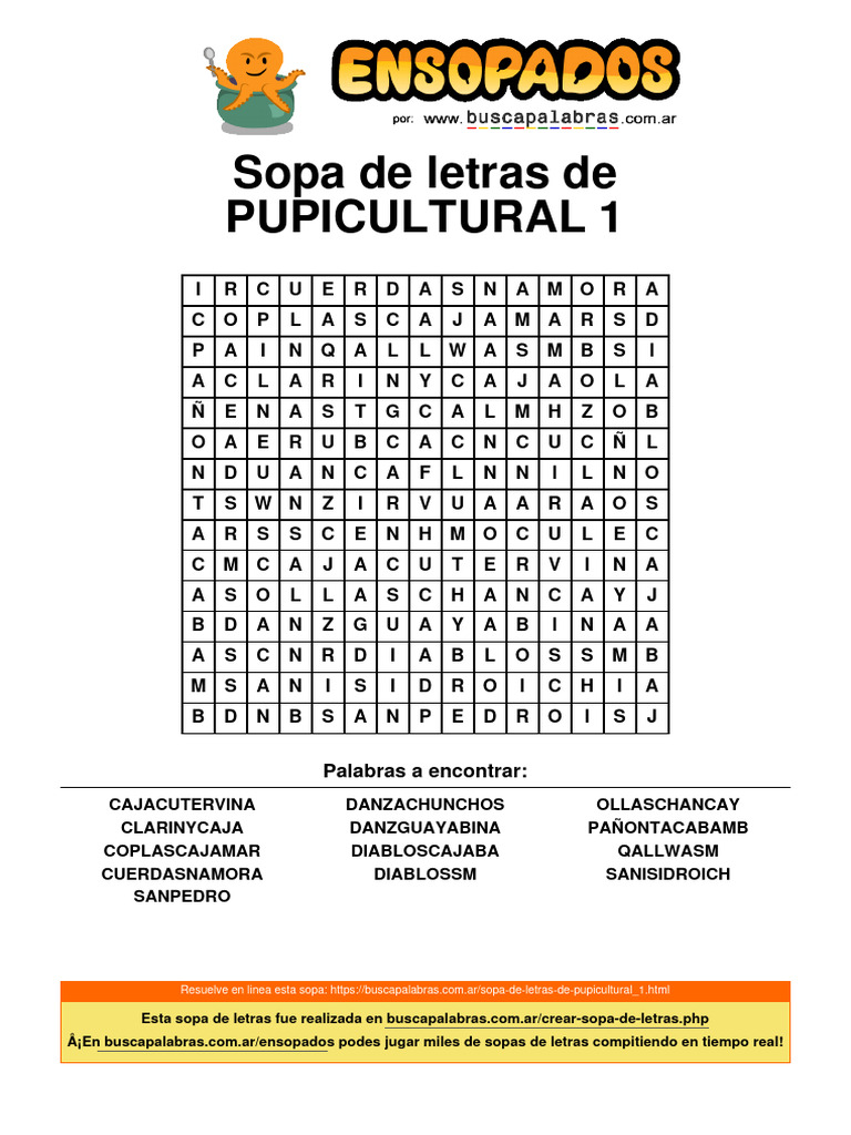 Sopa de Letras de Pupicultural | PDF