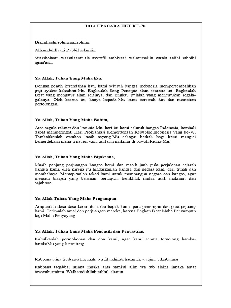 Doa Upacara 17AN | PDF