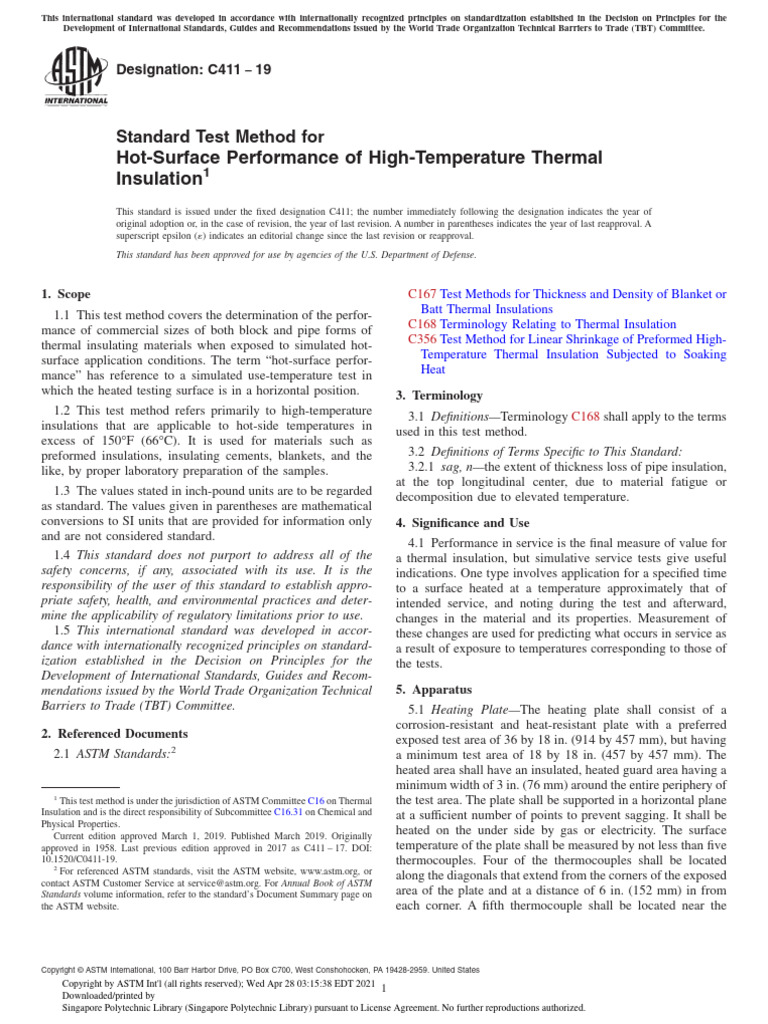 Hot-Surface Performance of High-Temperature Thermal Insulation | PDF