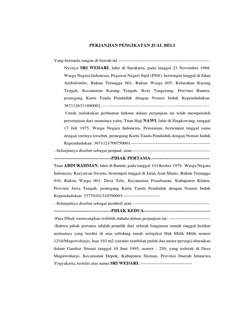 Contoh Akta Jual Beli | PDF