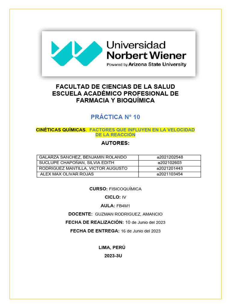 Iforme de Fisicoquimica N10 | PDF
