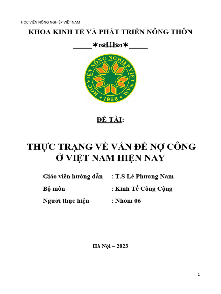 Thực Trạng Vấn Đề Nợ Công Ở Việt Nam Hiện Nay KTCC | PDF