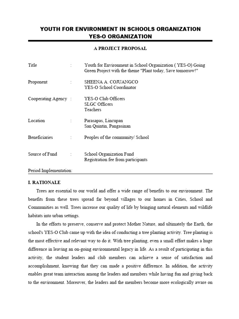 Yes o Tree Planting Proposal | PDF | Environmentalism | Natural Environment