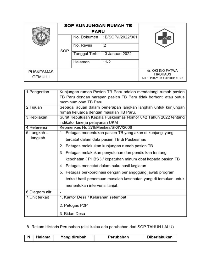 SOP kunjungan TB paru 2023 | PDF