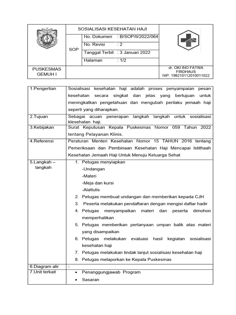 SOP Sosialisasi Haji | PDF