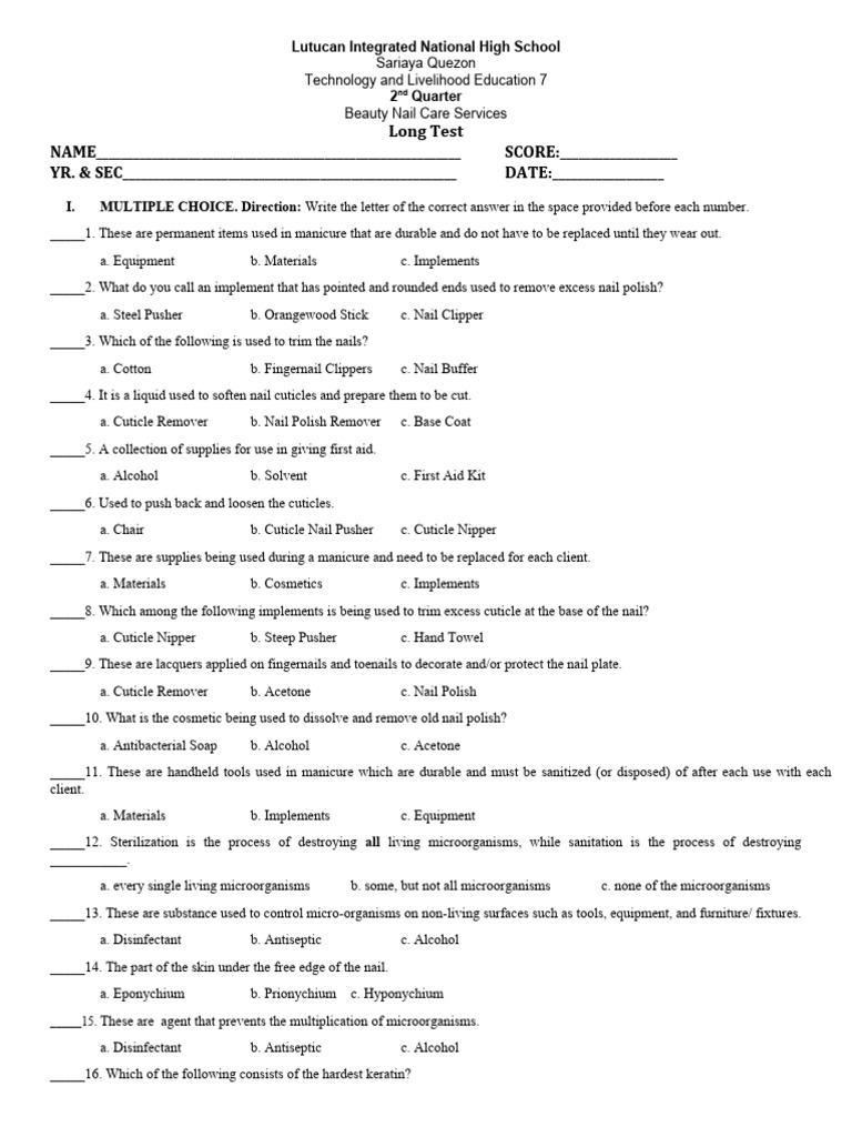 Long Test Nail Care | PDF