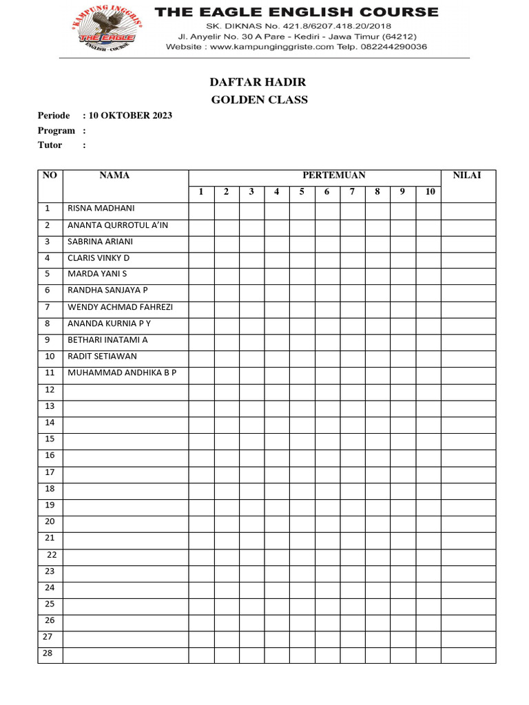 ABSEN NEW 10 OKT 23 | PDF