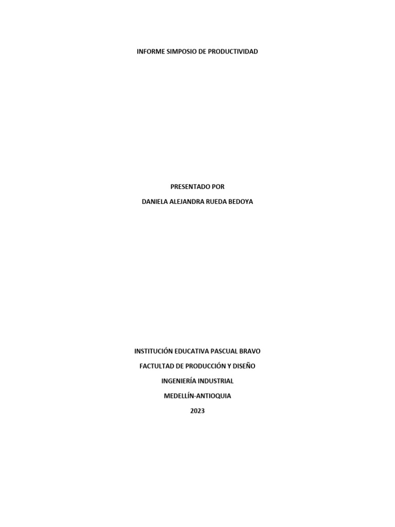 INFORME SIMPOSIO DE PRODUCTIVIDAD | PDF | Logística | Toma de decisiones