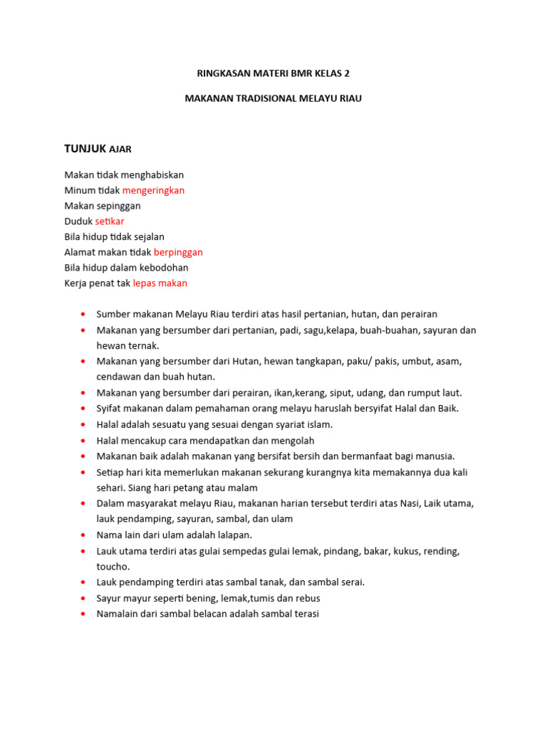 Ringkasan Materi BMR Kelas 2 Bab 4 | PDF