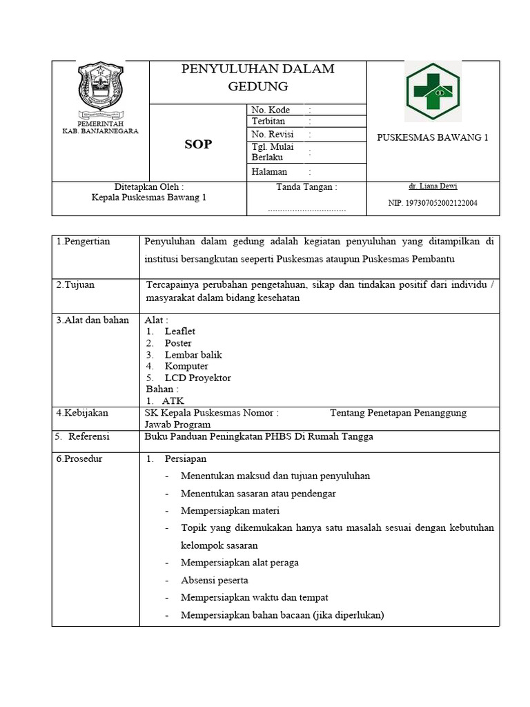 Sop Penyuluhan Dalam Gedung | PDF