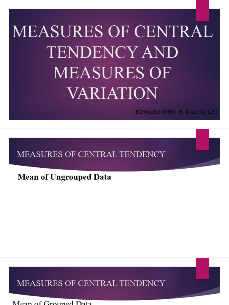 Measures of Central Tendency and Measures of Variation | PDF