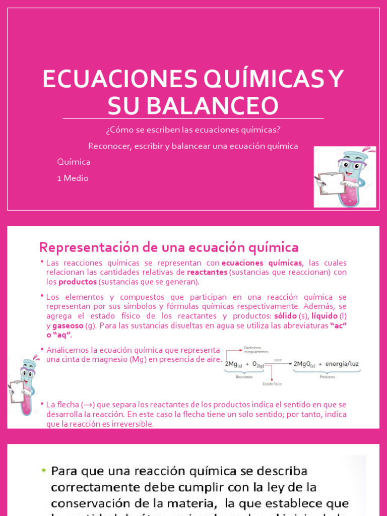 Balanceo de Ecuaciones Quimicas | PDF | Estequiometría | Reacciones ...