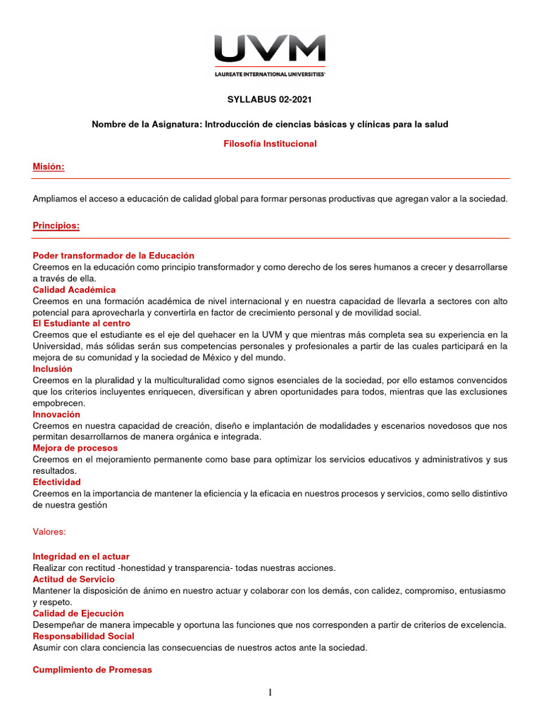 Syllabus de Int Cs Bas y Clin para Salud | PDF