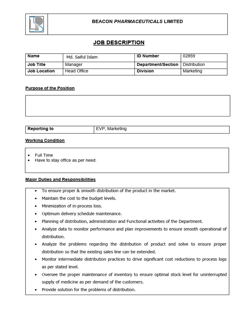 Beacon Pharmaceuticals Job Overview | PDF