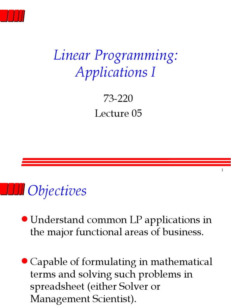 73 220 Lecture05 | PDF | Variable (Mathematics) | Spreadsheet
