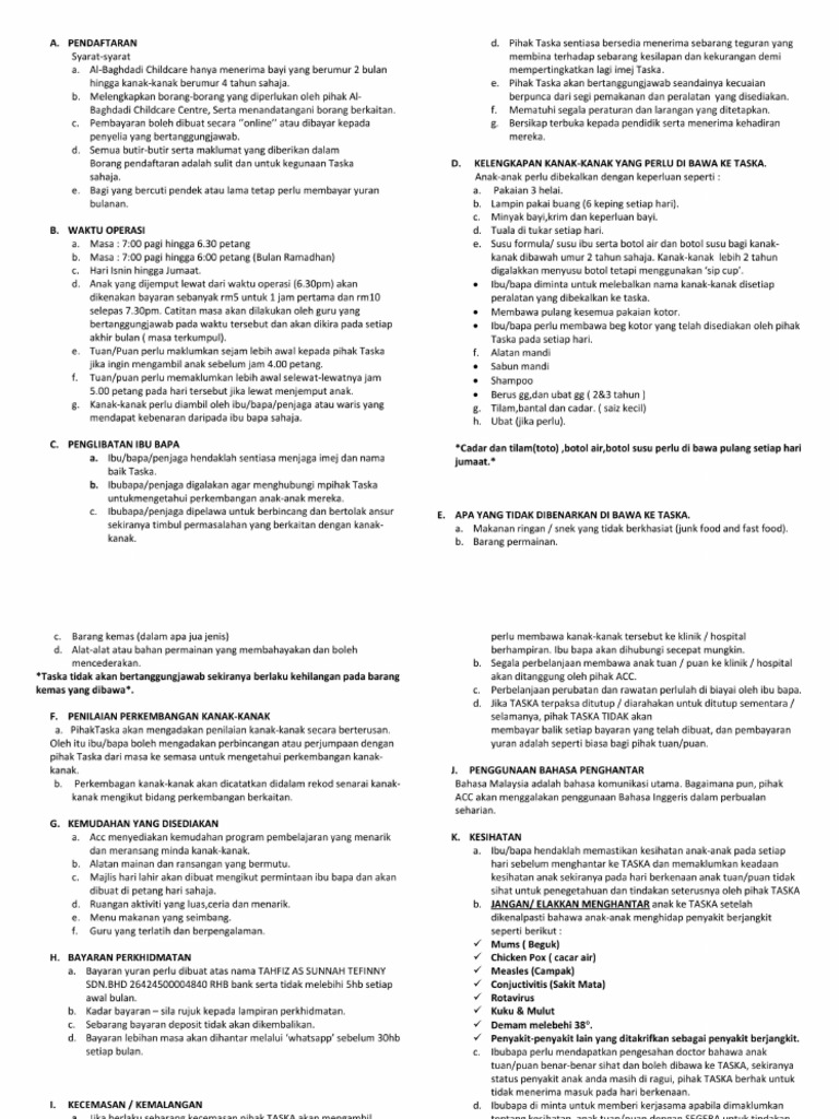 Peraturan Taska 2022 | PDF