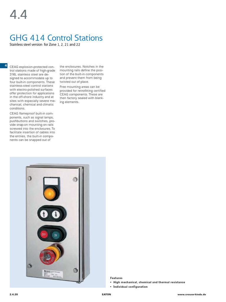 Ex-Control Units & Control Stations GHG414 | PDF | Components ...