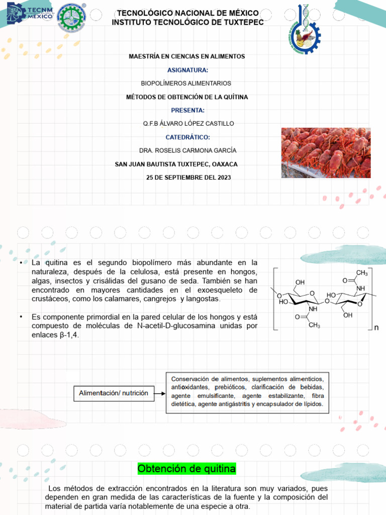 Métodos de Obtención de Quitina en Alimentos | PDF