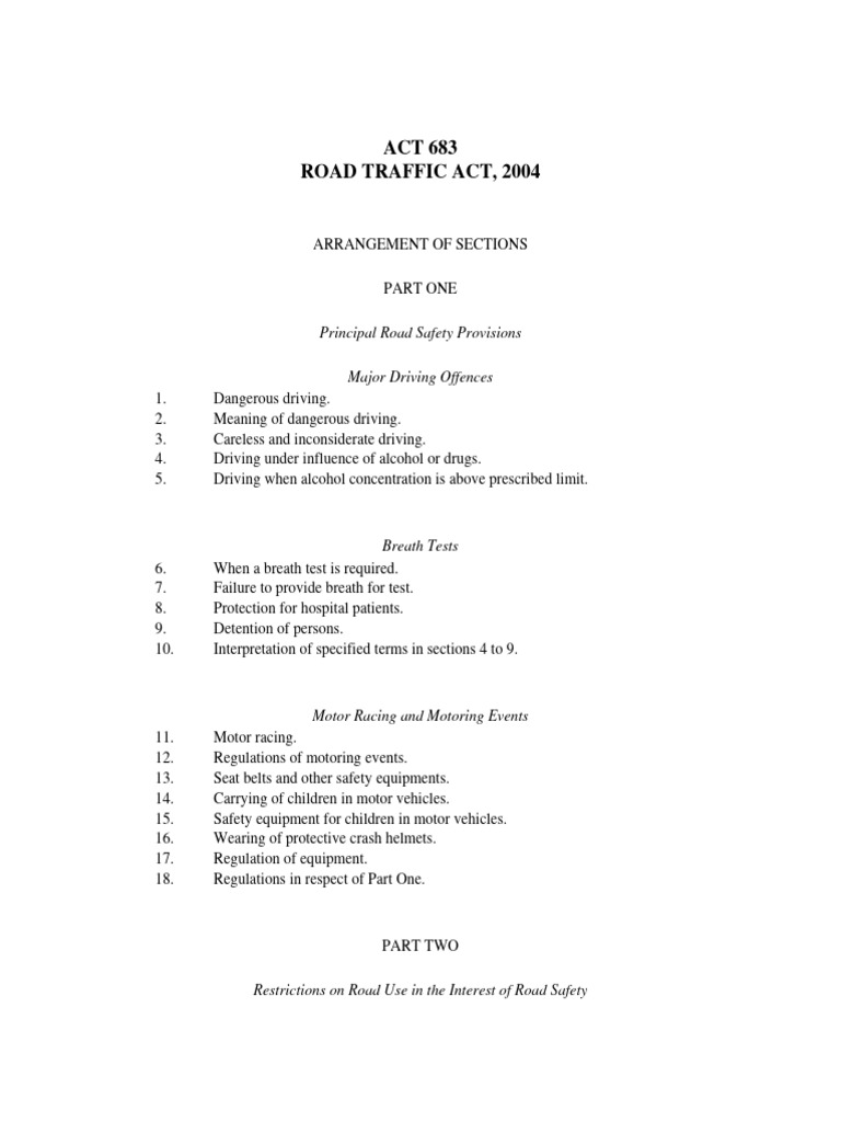 Road Traffic Act, 2004 | PDF