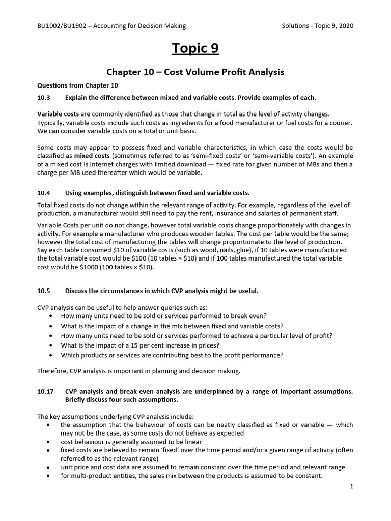 BU1002 Topic09 Tutorial Solutions 2021 | PDF | Market (Economics ...