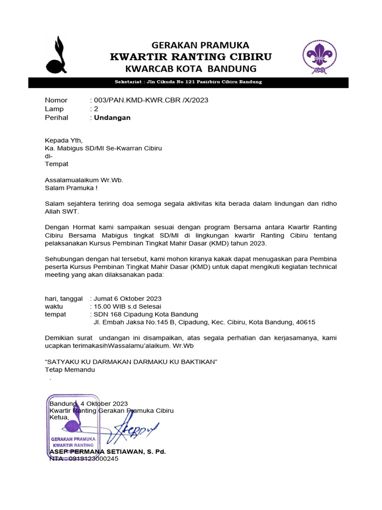 Surat Undangan TM | PDF