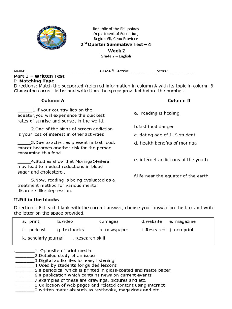 summative-test-English-7-week-4-5 | PDF