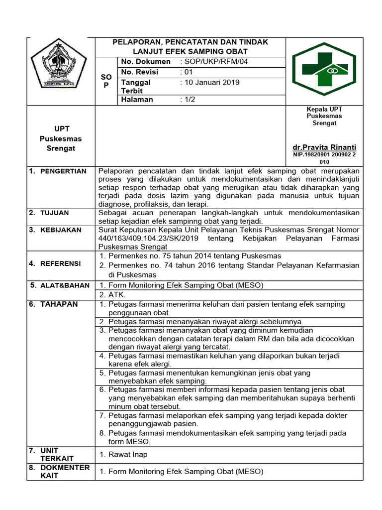 04 Sop Pelaporan Dan Pencatatan Meso | PDF