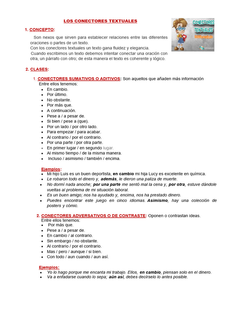 Los Conectores Textuales | PDF