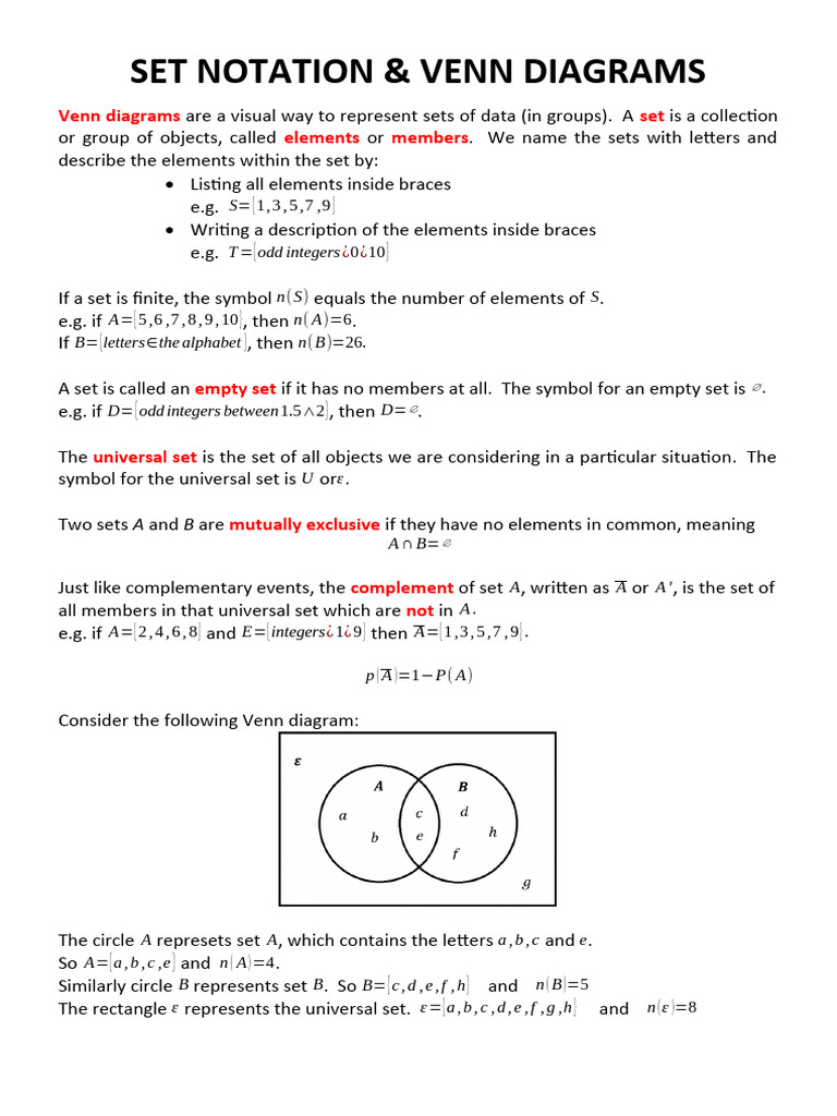 11 Set Notation and Venn Diag | PDF